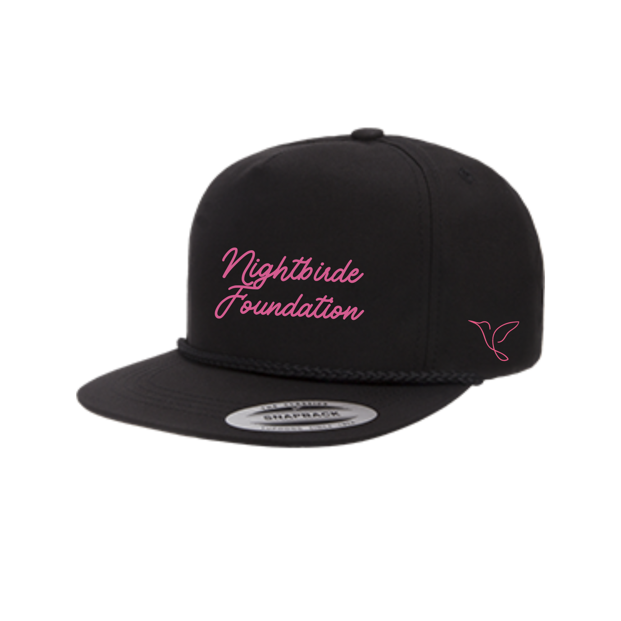 Nightbirde Foundation Snapback Hat – Black Five-Panel High-Profile Cap ...